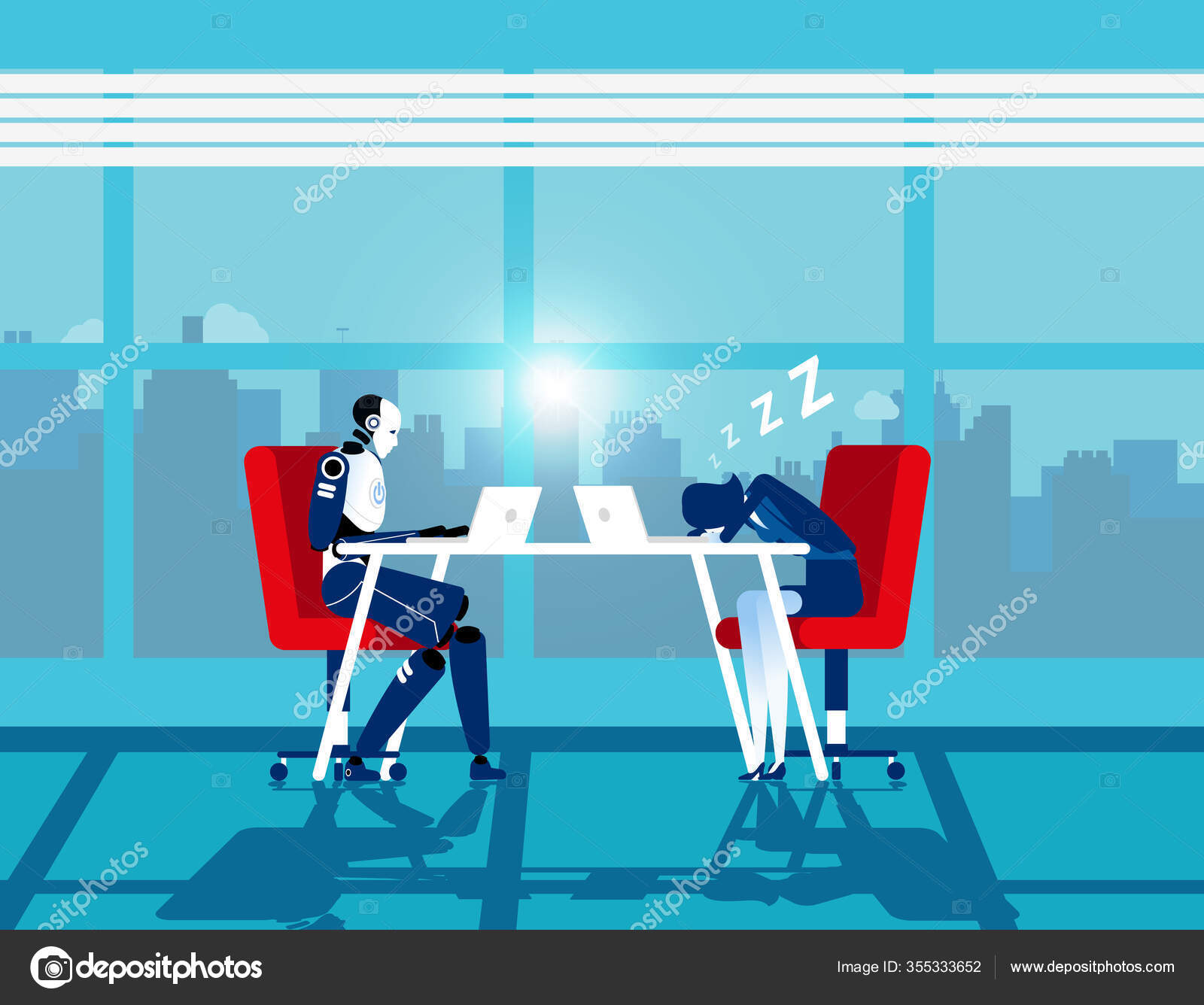 Human Robot Working Artificial Intelligence Technology Concept ...