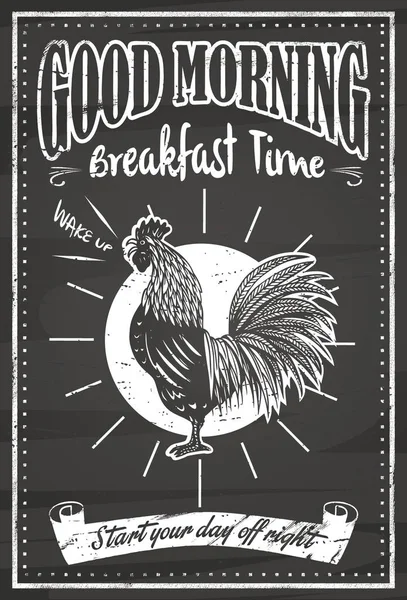 Vintage good morning, breakfast blackboard - Stock Image - Everypixel