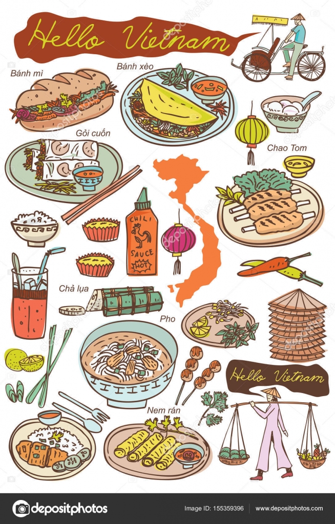Set of Vietnamese food and icons doodles, vector Stock Vector by ... Set of Vietnamese food and icons doodles, vector Stock Vector by ...