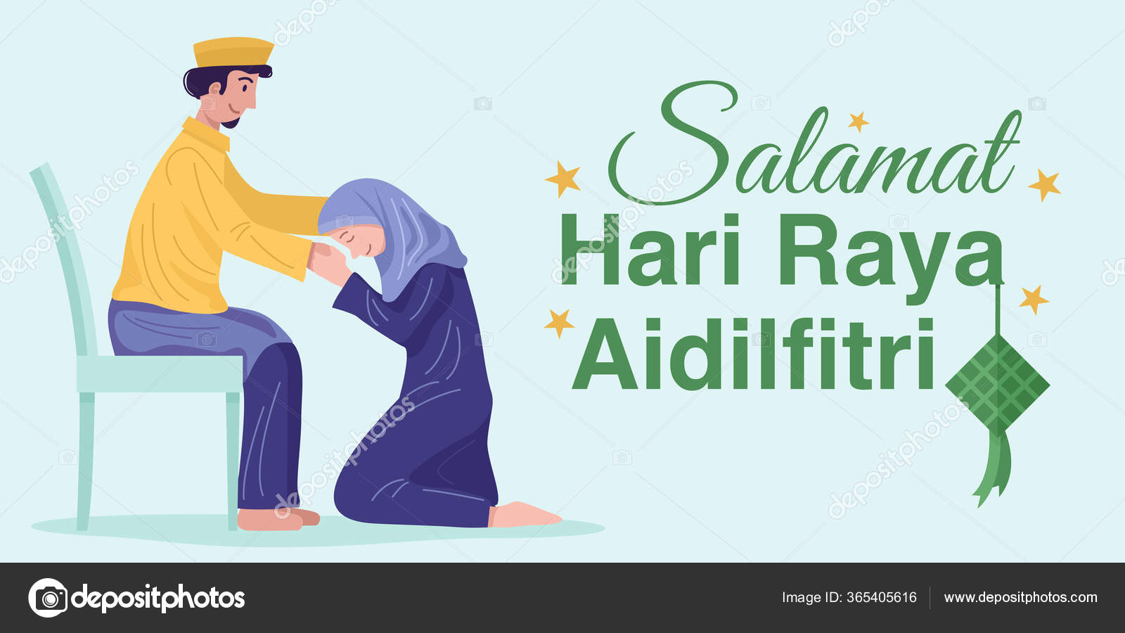 Daughter Father Asking Forgiveness Hari Raya Aidilfitri Celebration ...