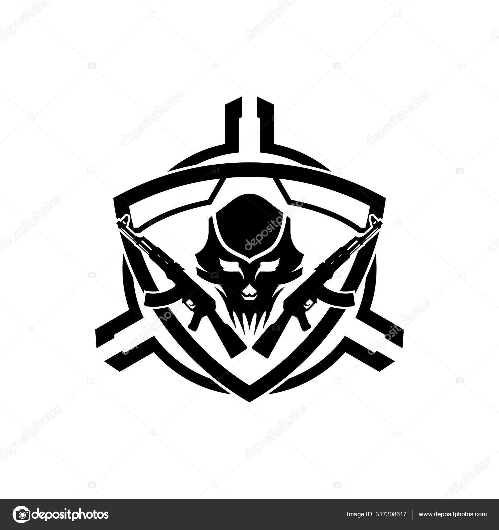 Badge Weapon Gun Tactical Wings Skull Defense Logo Design Template ...