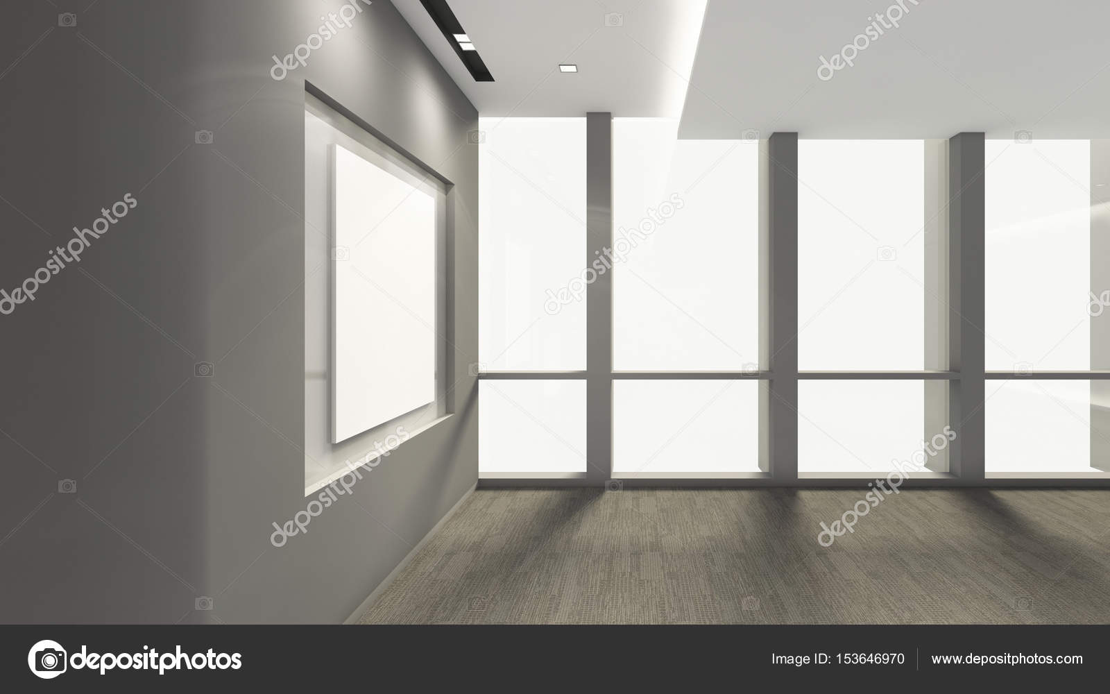 Modern Empty Room, 3d render interior design, mock up illustrati ...