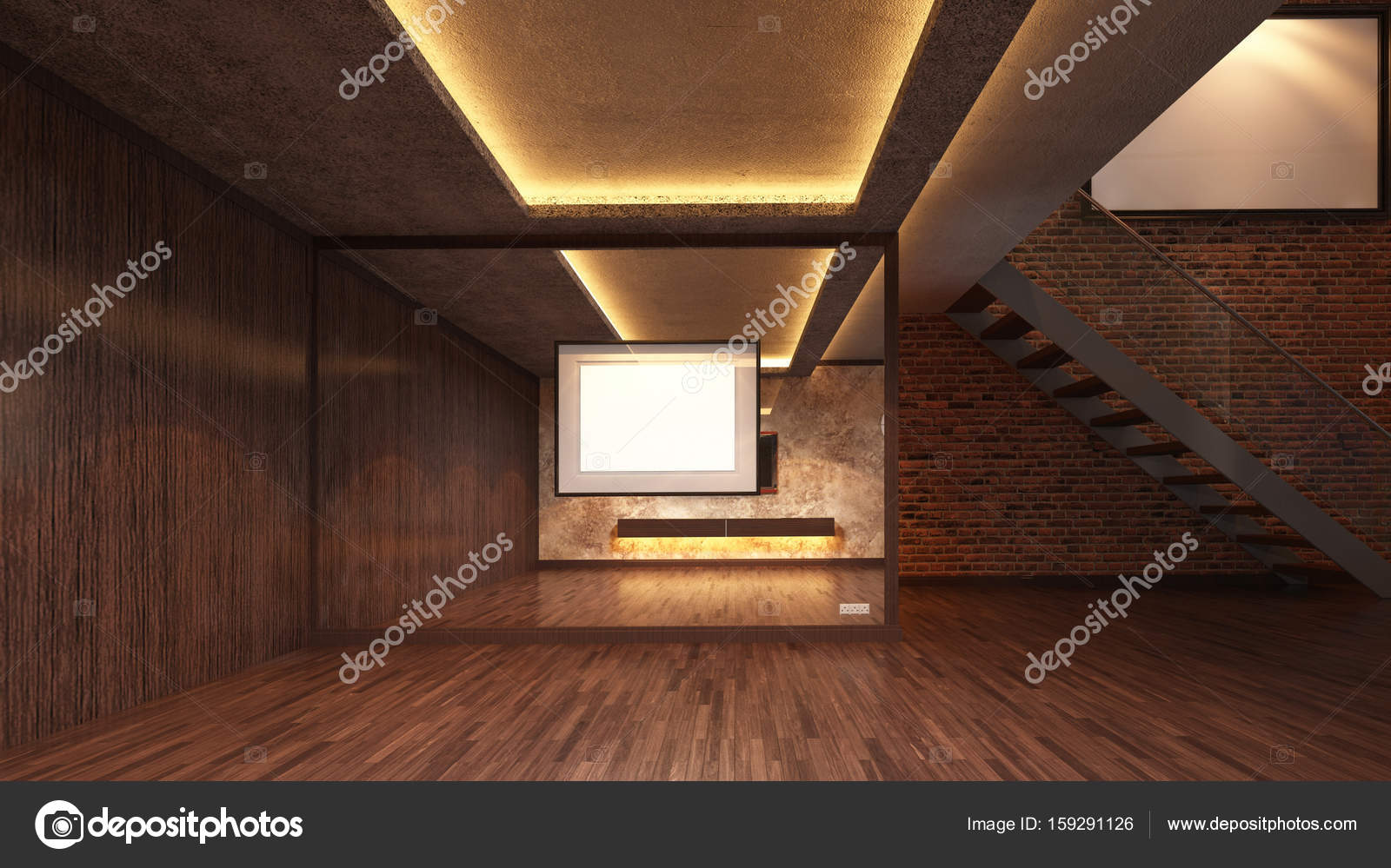 Modern Empty Room, 3d render interior design, mock up illustrati ...