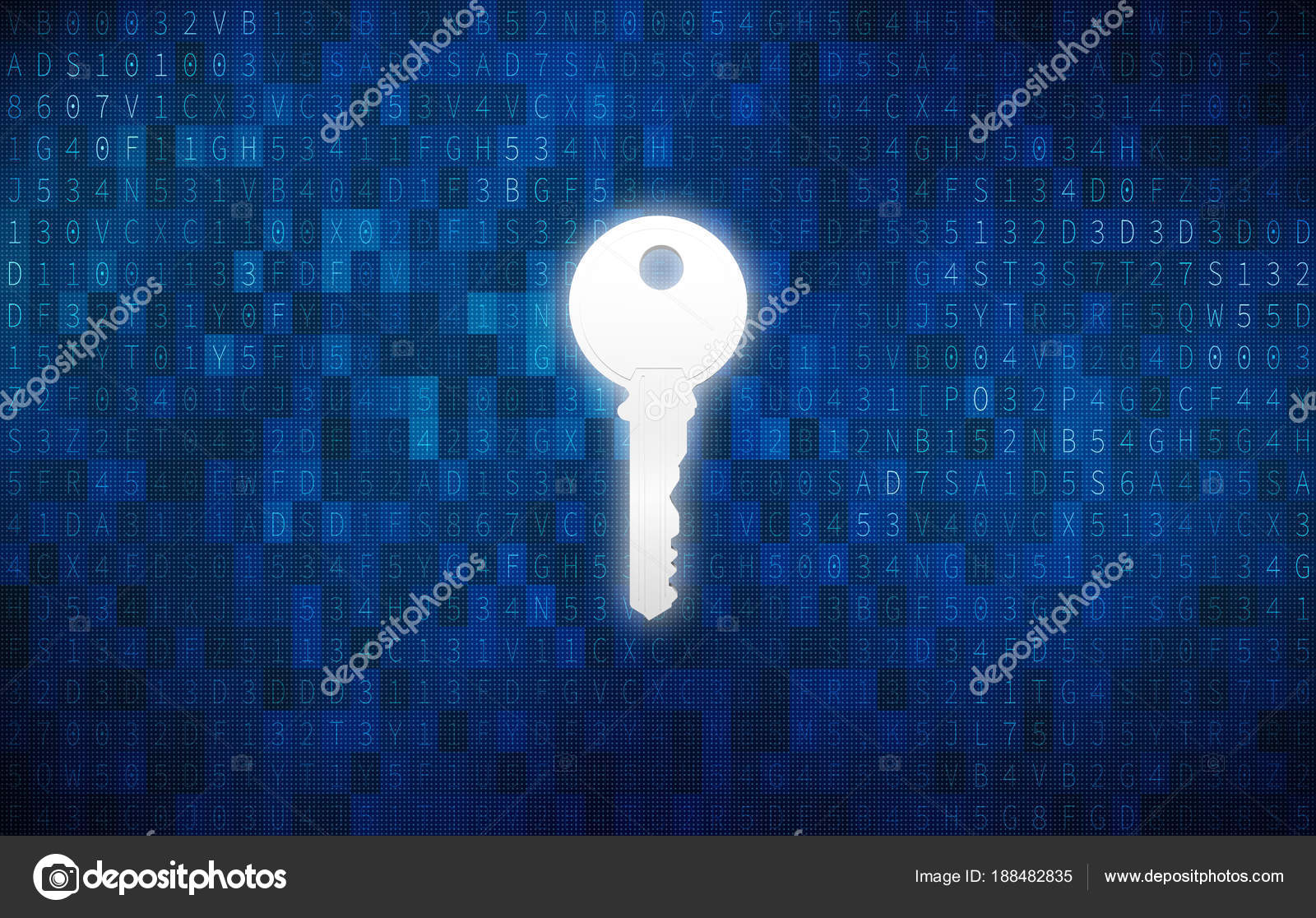 Key in keyhole with digital abstract technology background in se Stock ...