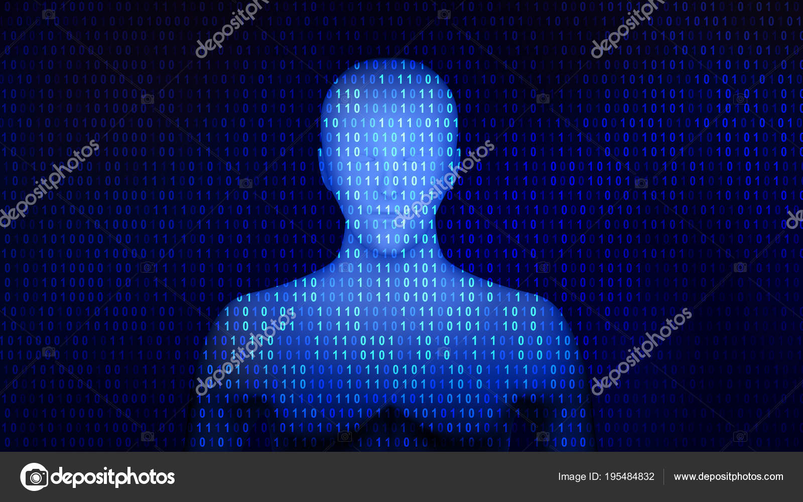 Human with 01 or binary data on the computer screen, artificial — Stock Photo © tampatra@hotmail ...