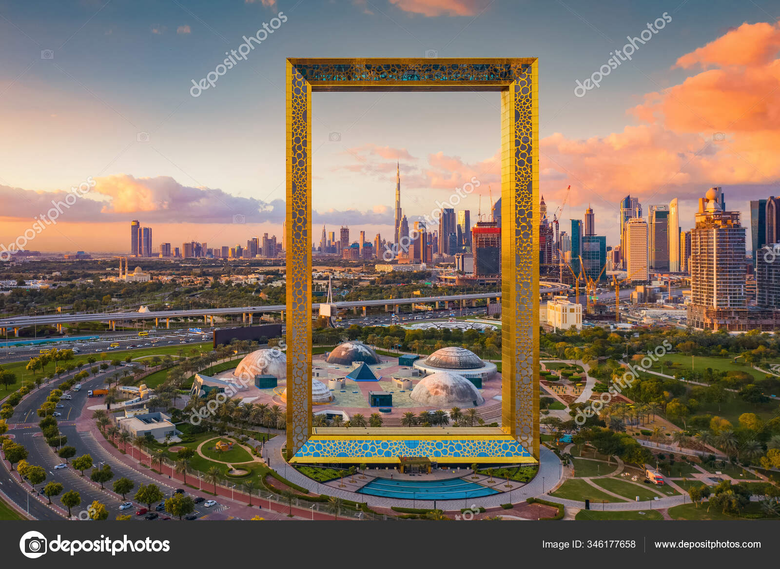 Aerial View Dubai Frame Downtown Skyline United Arab Emirates Uae ...