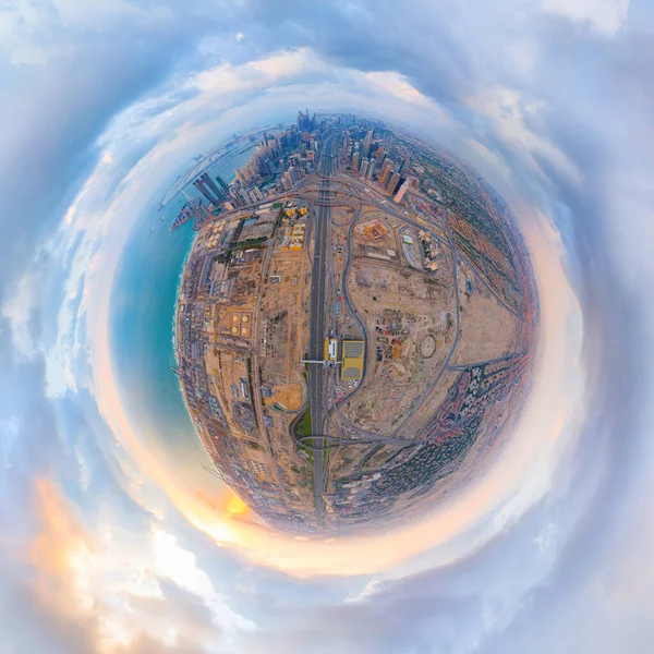 Little planet 360 degree sphere birds eye view. Panoramic view o Stock ...