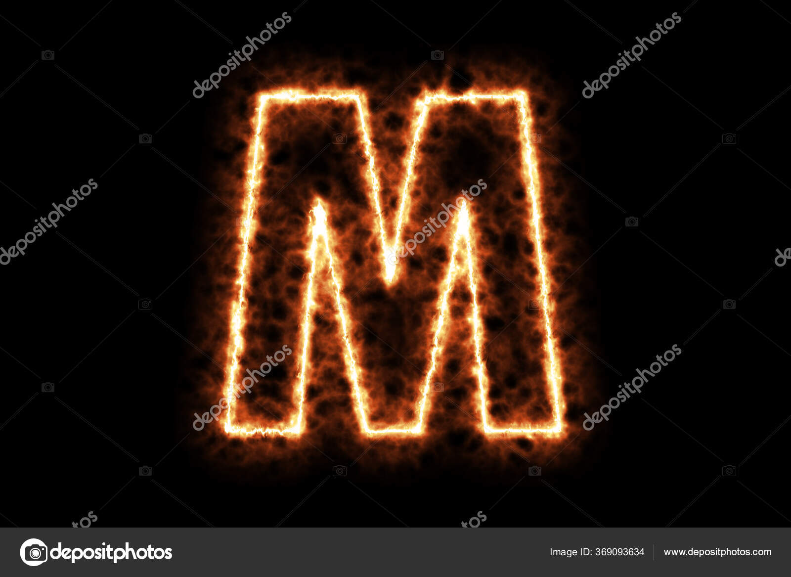 Alphabet M With Fire