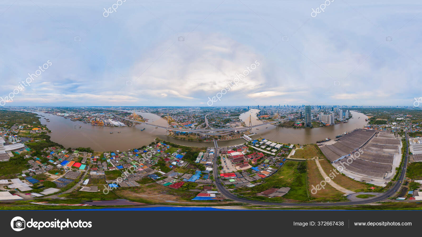 360 Panorama 180 Degrees Angle Seamless Panorama Aerial View Bhumibol ...
