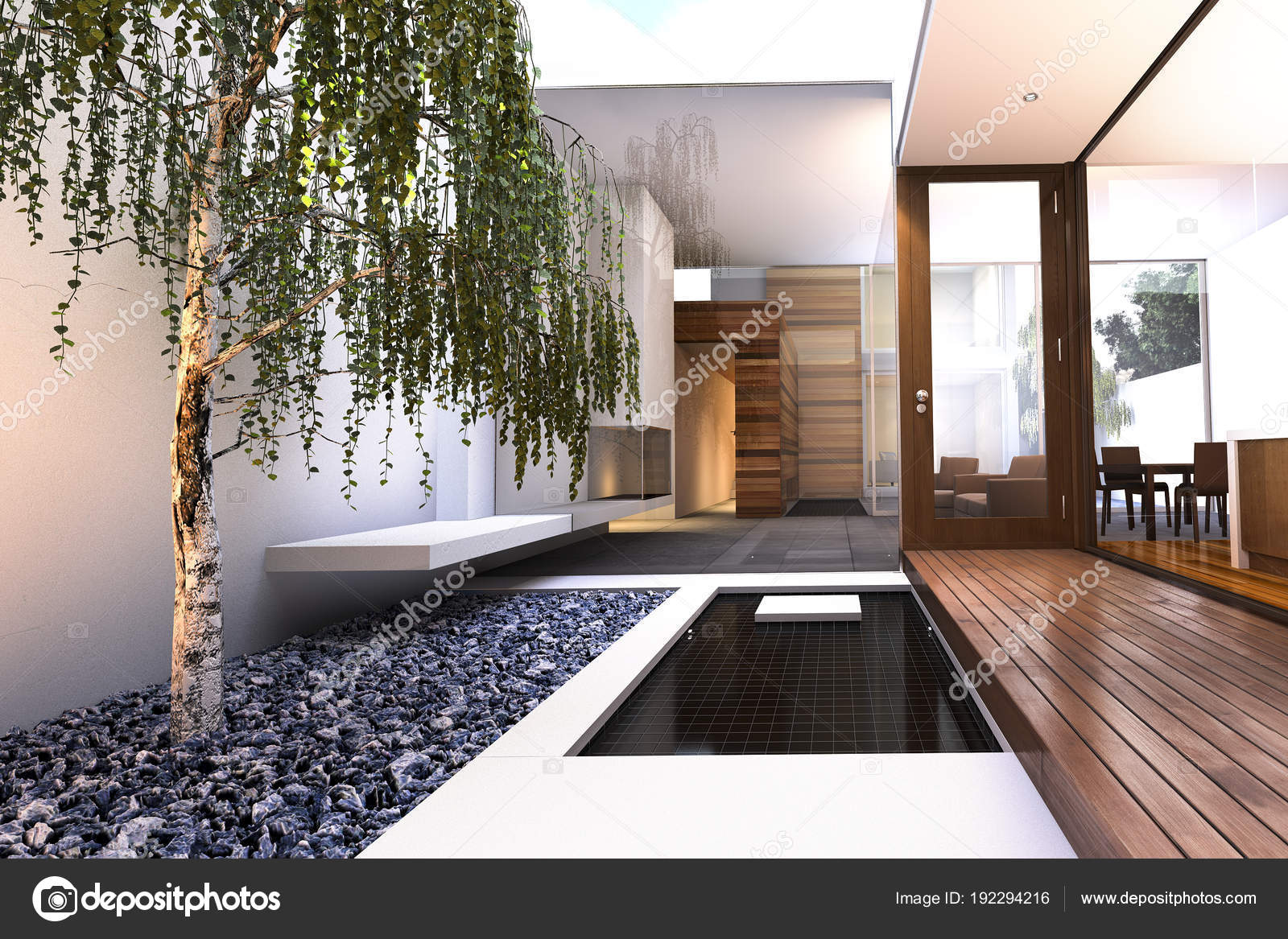 Rendering Sitting Terrace Chair Nature Pool Stock Photo by ©dit26978 ...