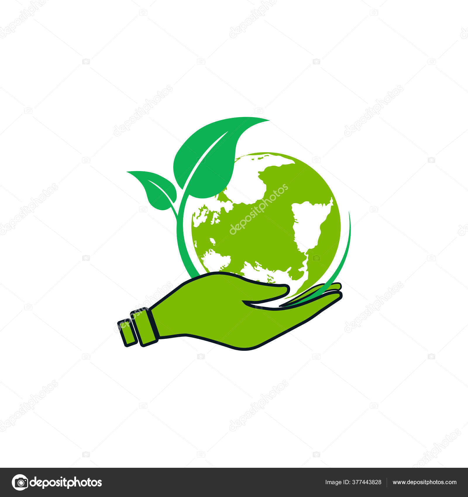 Green World Logo Safe World Hand Icon Vector — Stock Vector ...