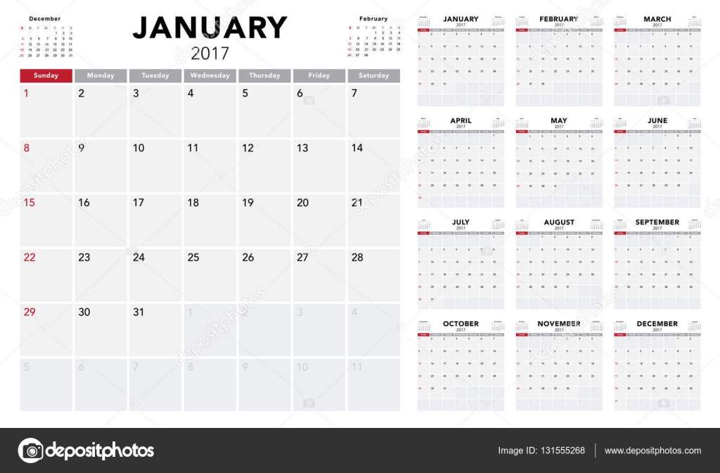 Calendar template design. Stock Vector by ©kanate 131555268