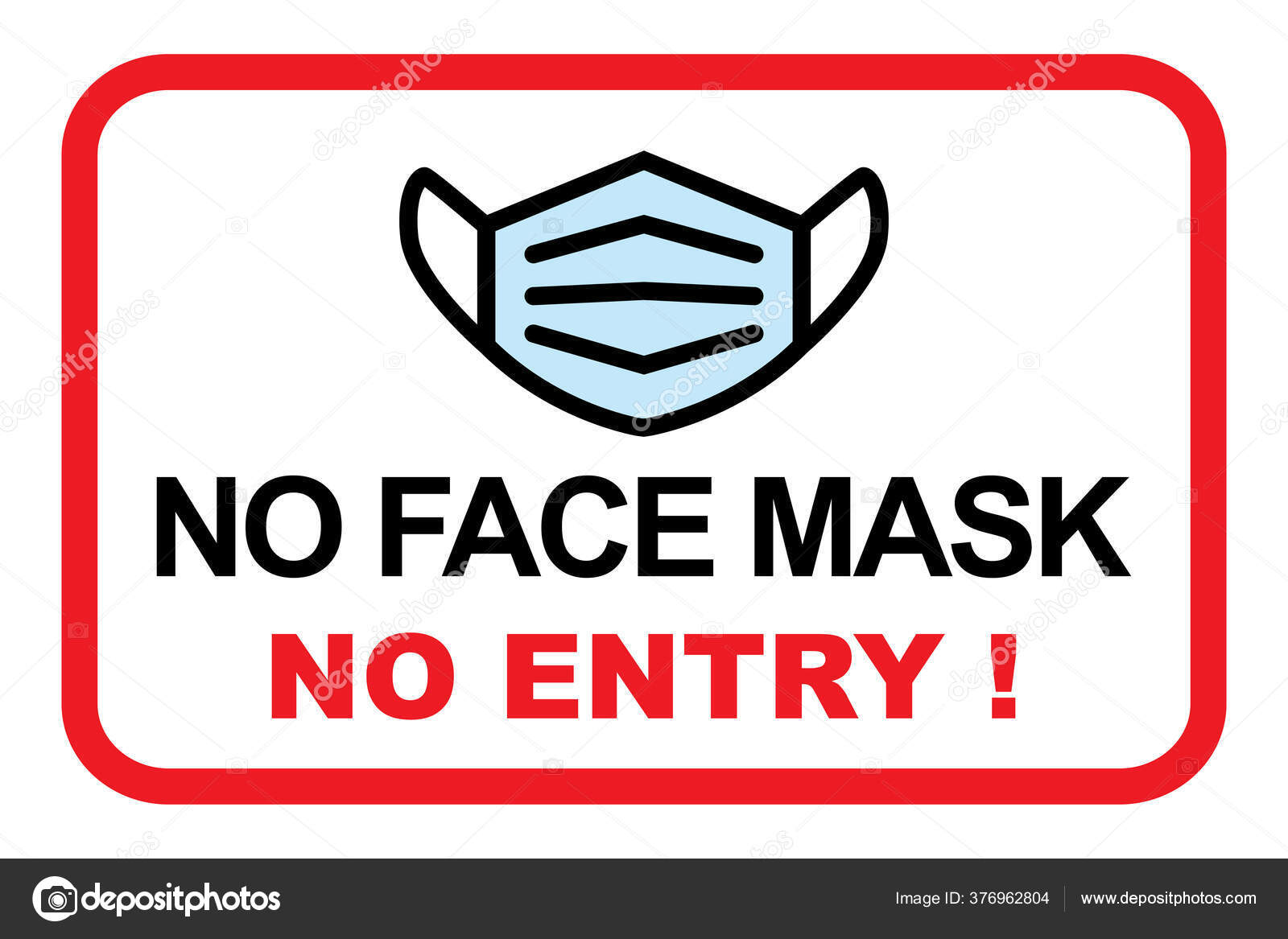 Face Mask Entry Sign Information Warning Sign Quarantine Measures ...