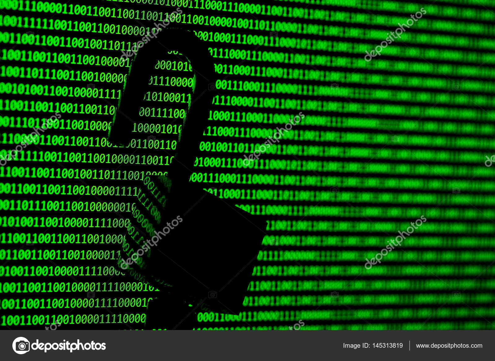 Hacker concept. computer binary codes and padlock .Green text on black ...