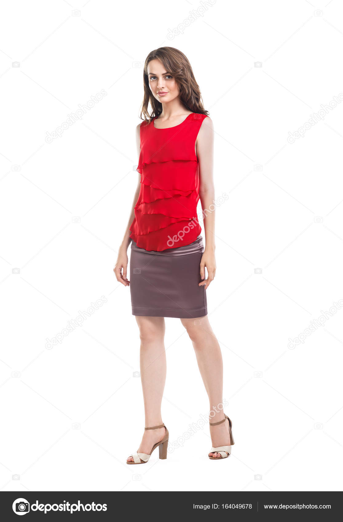 Full length portrait of beautiful business woman Stock Photo by ...