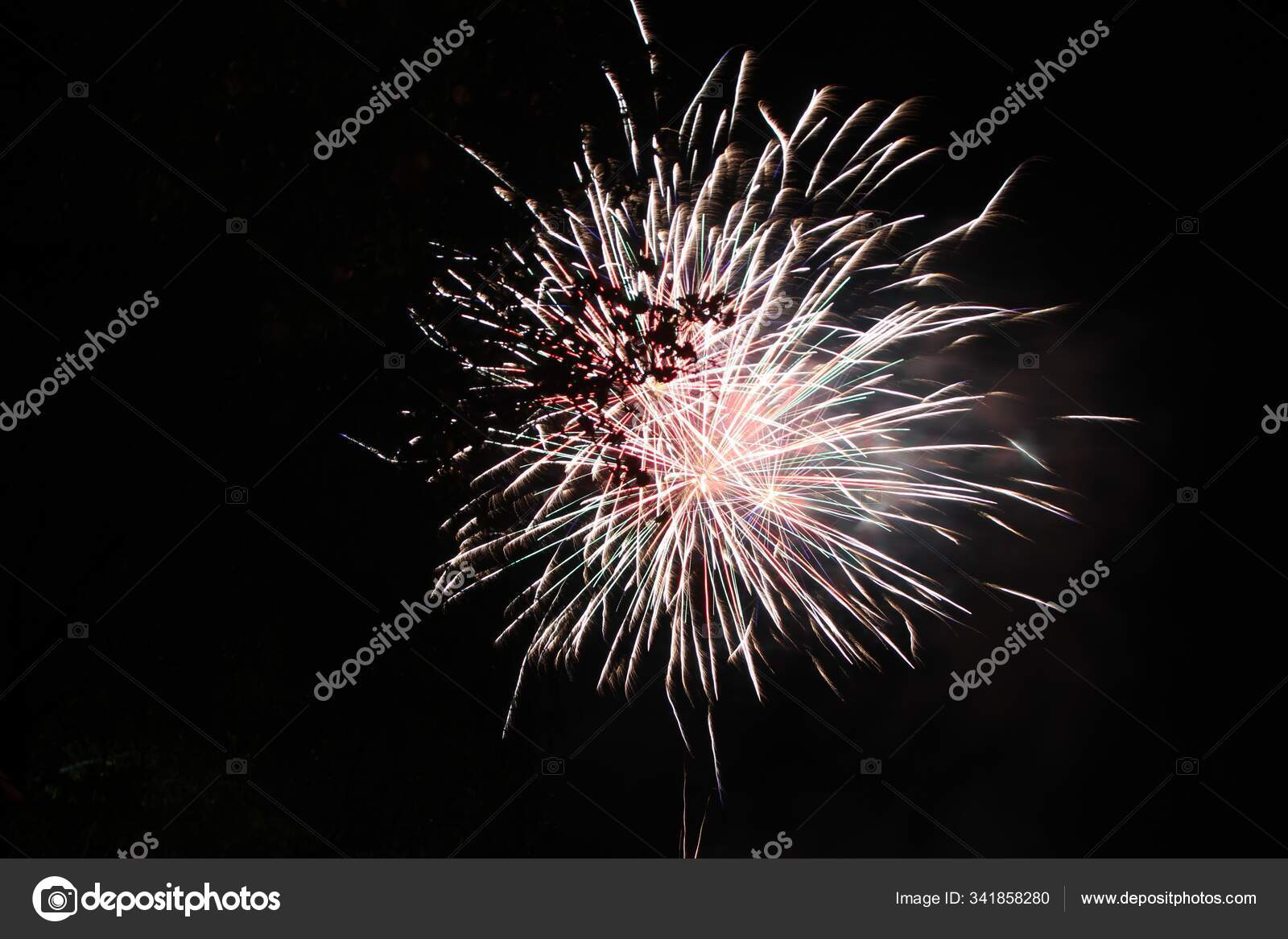 Medium Close Fireworks Bursting Skies — Stock Photo © raksyBH #341858280