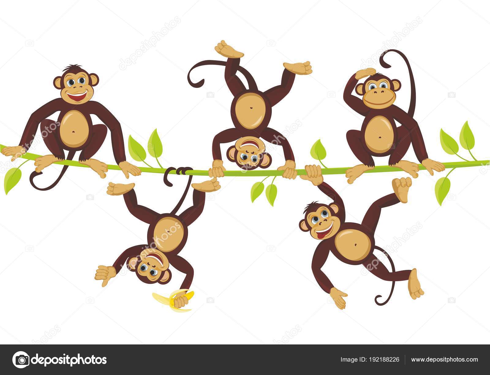 Los monos alegres se divierten en una vid Los monos alegres se ...