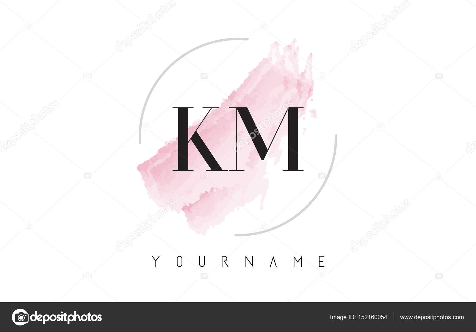 KM K M Watercolor Letter Logo Design with Circular Brush Pattern Stock ...