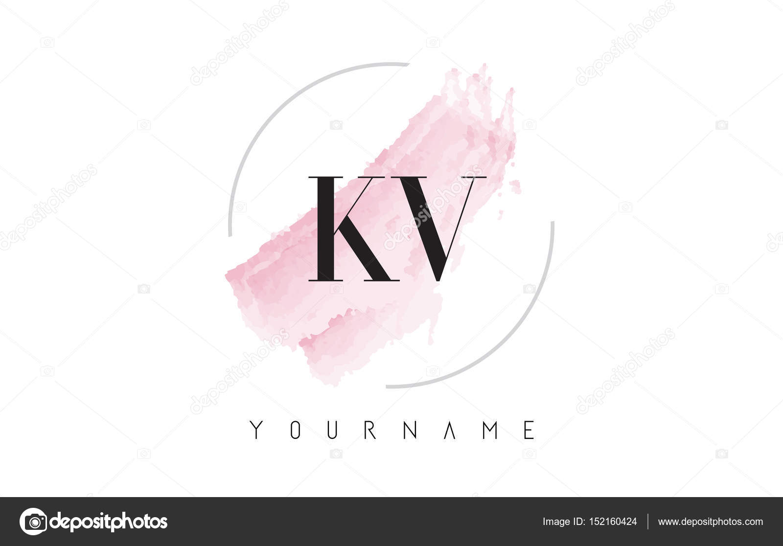 KV K V Watercolor Letter Logo Design with Circular Brush Pattern Stock ...