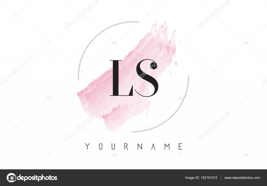 LS L S Watercolor Letter Logo Design with Circular Brush Pattern Stock ...