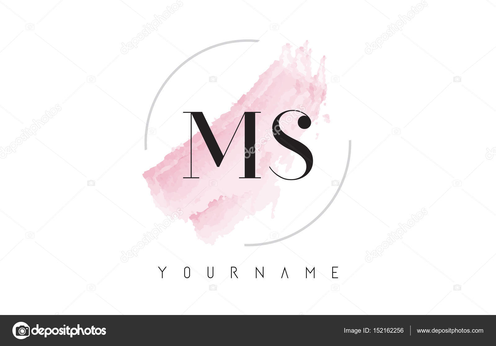 Diseño Del Logotipo De La Letra De Acuarela Ms M S Con Patrón De