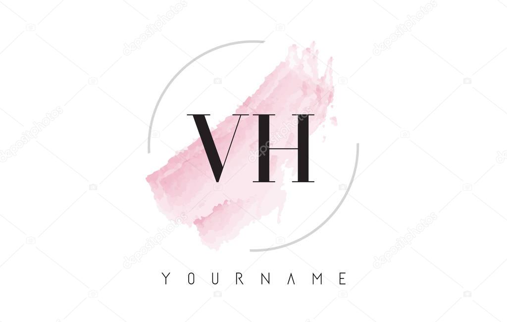 Diseño de logotipo de letra de acuarela VH V H con patrón de cepillo ...