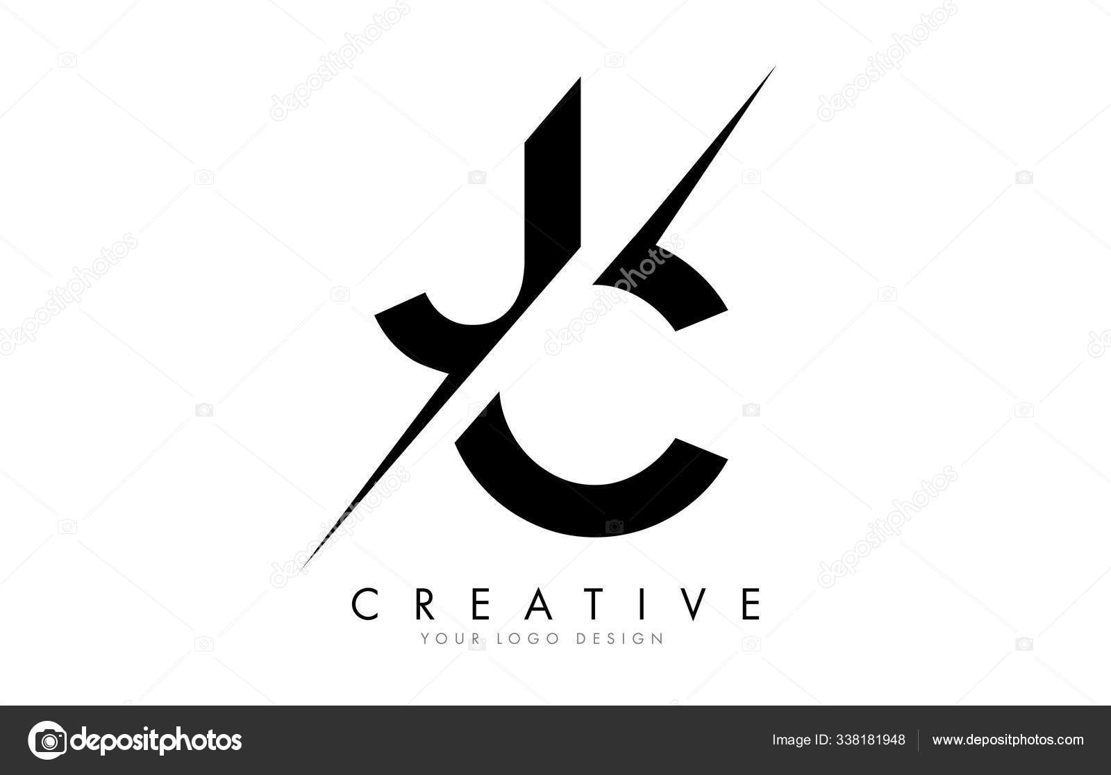 Diseño del logotipo de la letra JC J C con un corte creativo . Stock ...