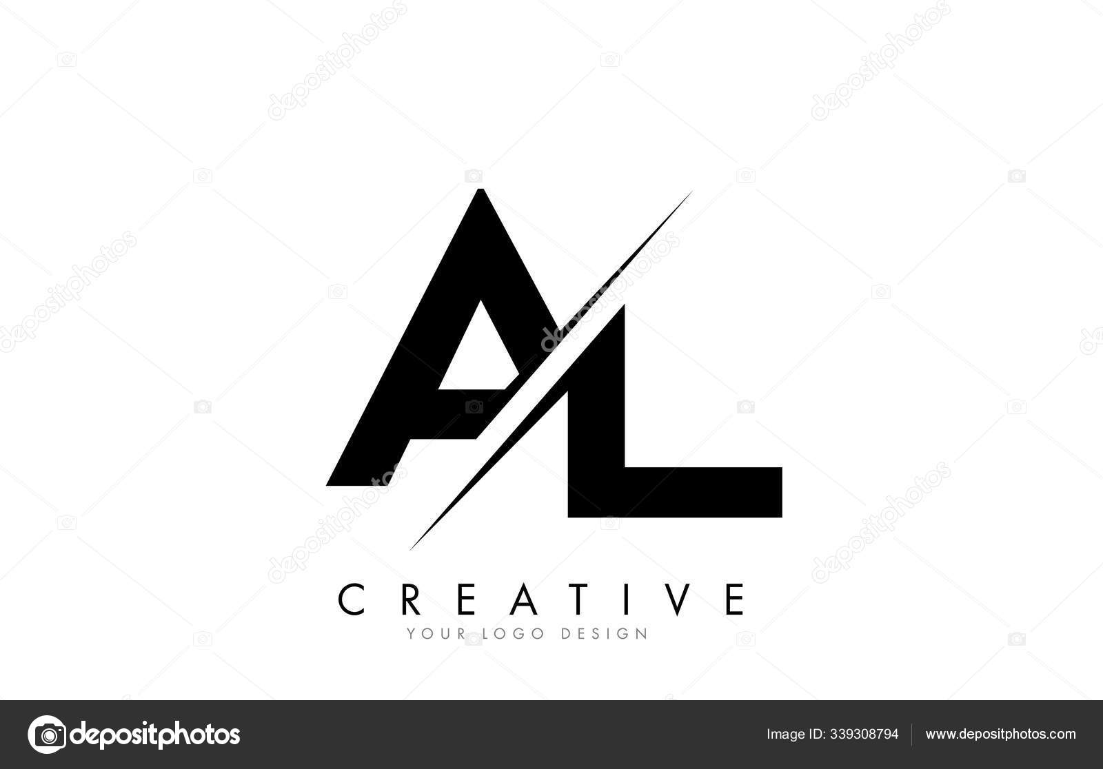 AL A L Letter Logo Design with a Creative Cut. Stock Vector by ...