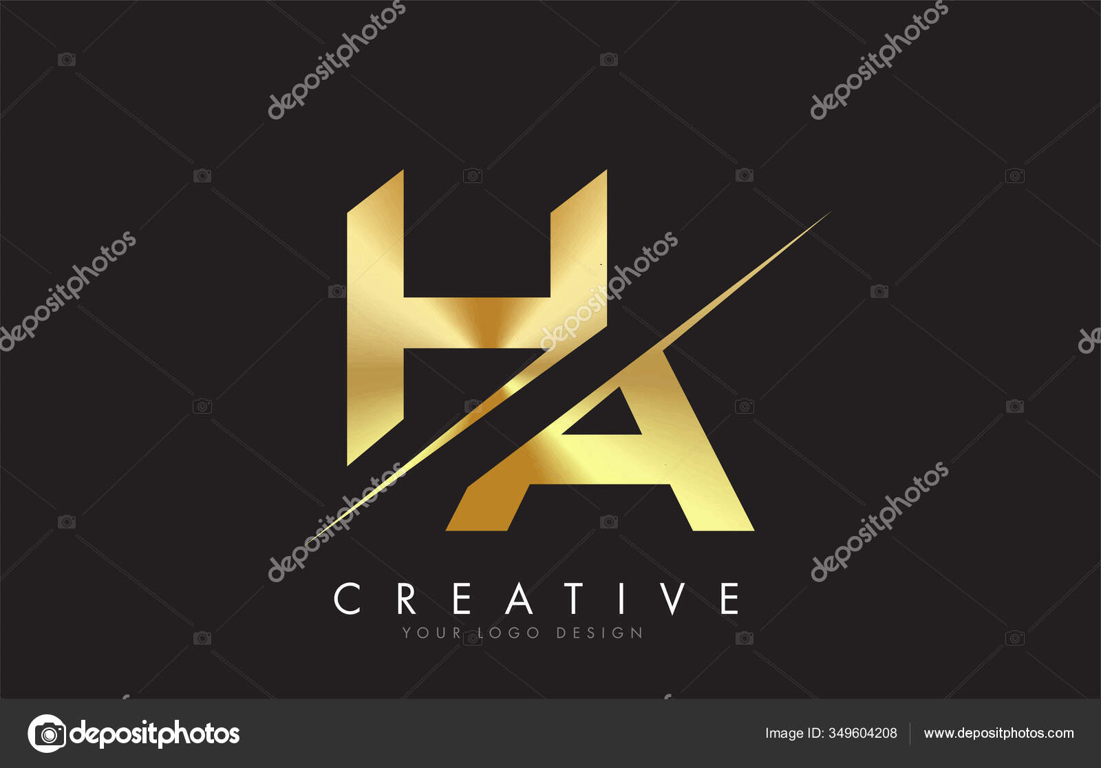 Golden Letter Logo Design Creative Cut Creative Logo Design Black Stock ...