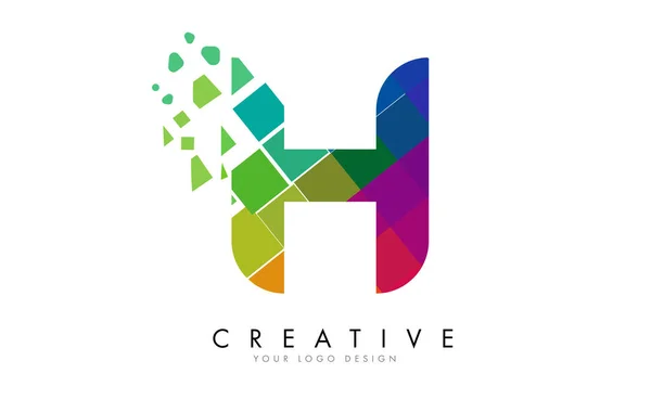 Letra Diseño Con Rainbow Shattered Blocks Vector Illustration Pixel ...