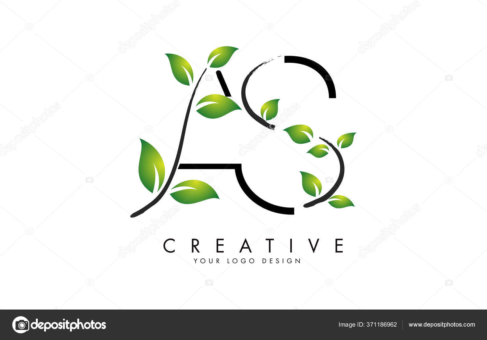 Leaf Letters Logo Design Green Leaves Branch Letters Nature Concept ...
