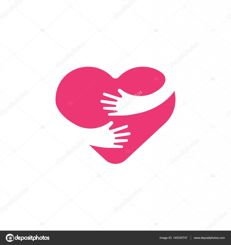 Hugging heart symbol, hug yourself , love yourself. Heart and hands ...