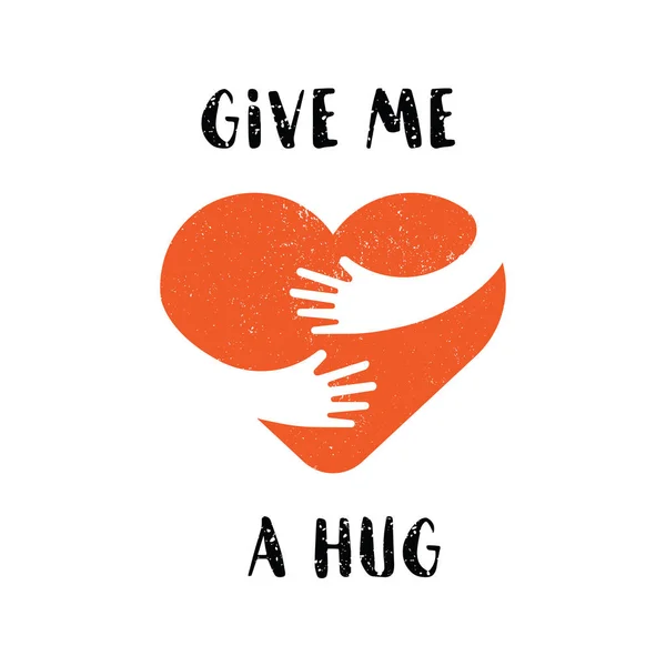 Hug yourself logo. Give me a hug. Love yourself logo. Brush calligraphy ...