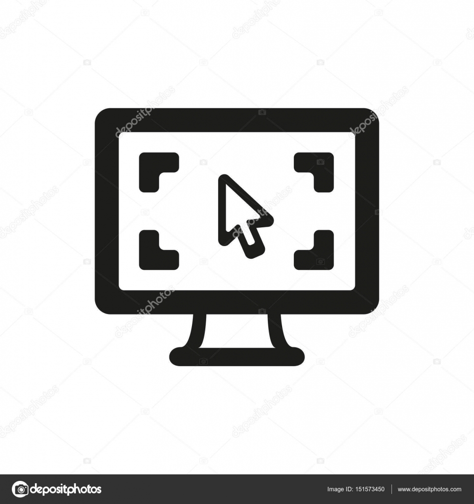 Monitor icon with cursor. Flat vector symbol for web and mobile ...