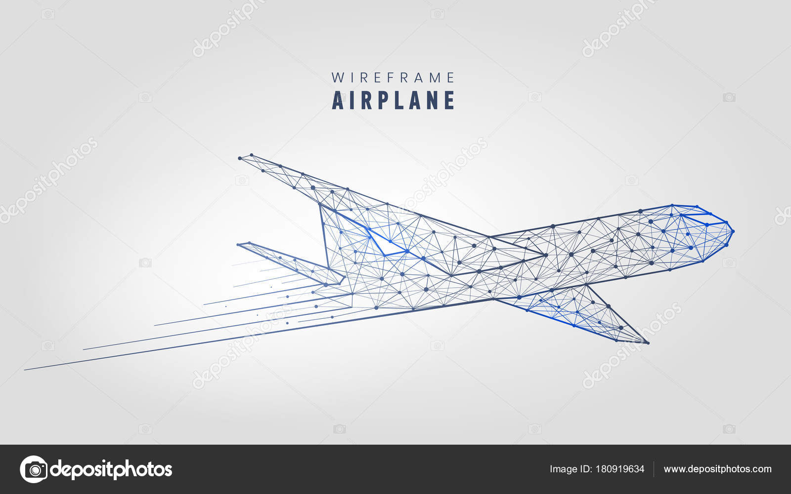 Polygonal airplane, wireframe structure. Template low poly plane on ...