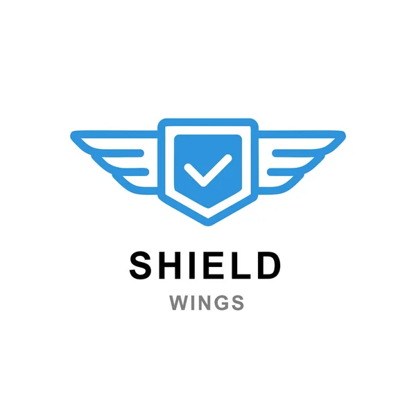 Shield with wings logo template. Abstract symbol of security and ...