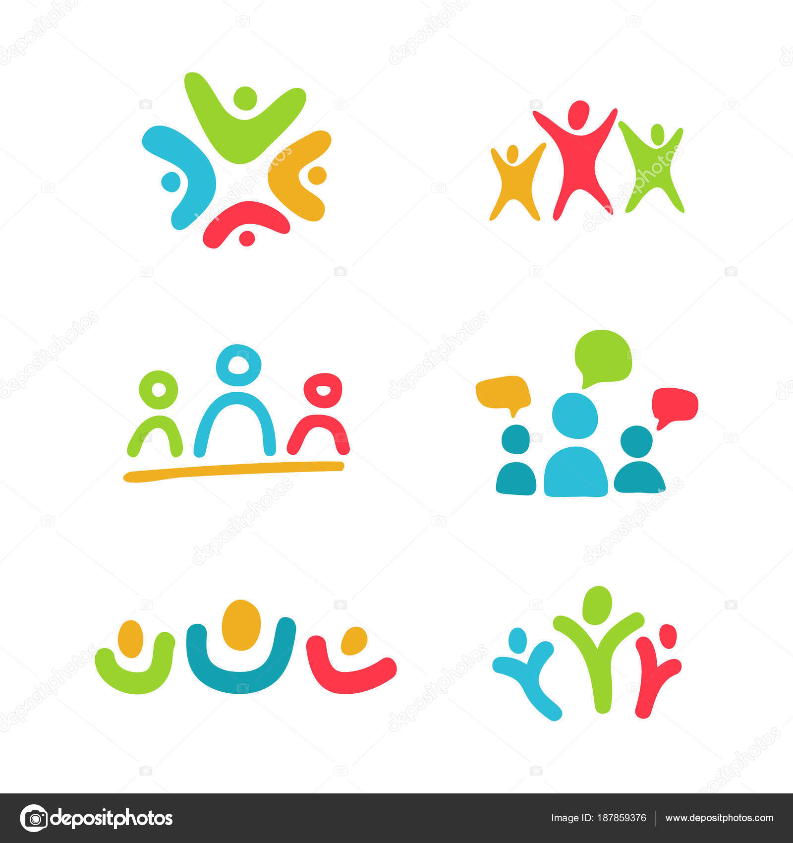 Social relationship logo and icon set. Colorful symbols. Family ...