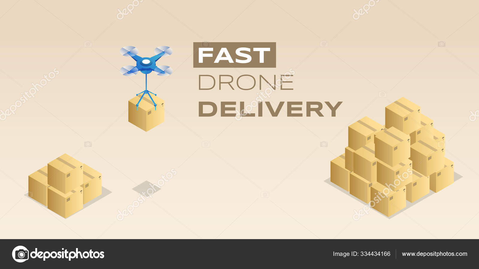 Fast drone delivery vector banner template. Contemporary package ...