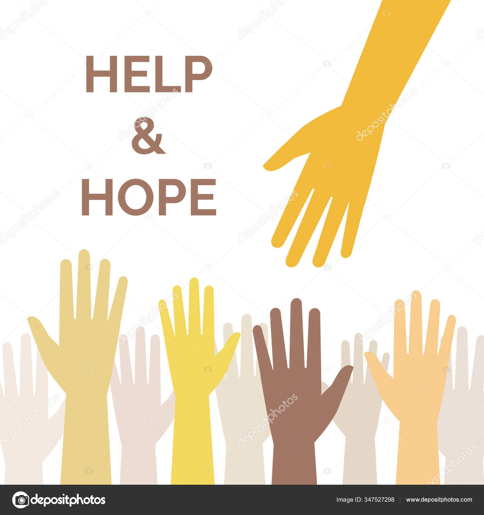 Help and hope vector banner template. Helping hand, support and ...