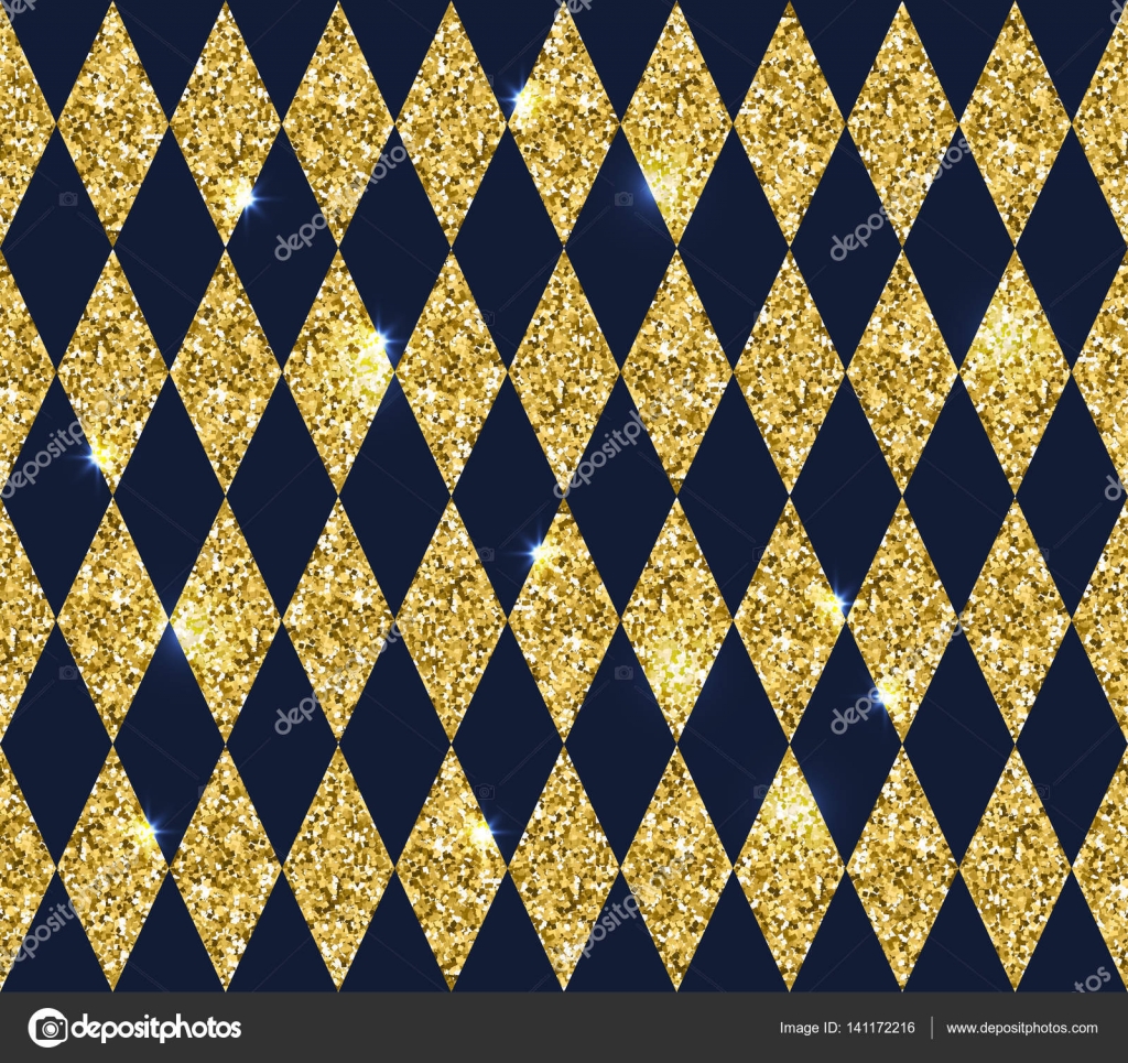 Seamless Geometric Pattern Of Rhombuses Gold Glitter Texture Stock