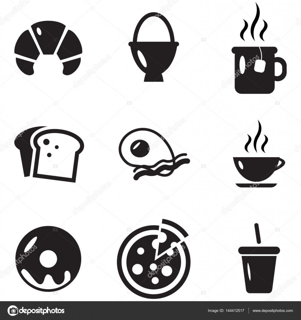Breakfast Icons Black & White Stock Vector Image by ©Bakai #144412517