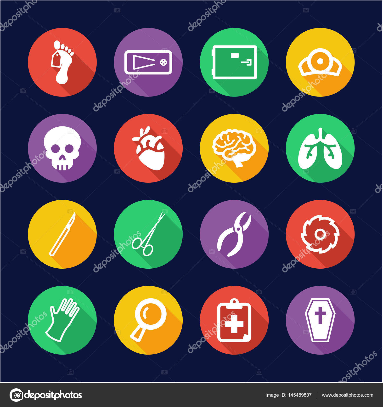 Morgue Icons Flat Design Circle Stock Vector Image by ©Bakai #145489807