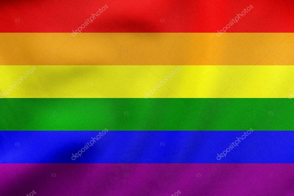 Rainbow gay pride flag waving, real fabric texture — Stock Photo ...