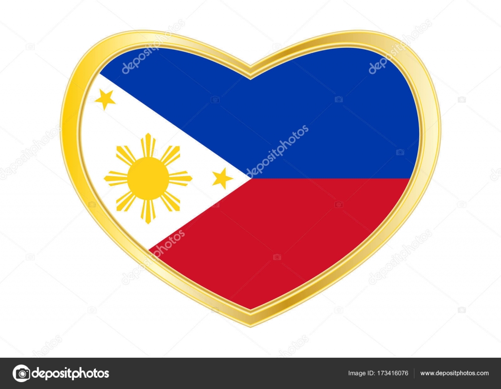 Flag of the Philippines in heart shape, gold frame Stock Vector Image ...