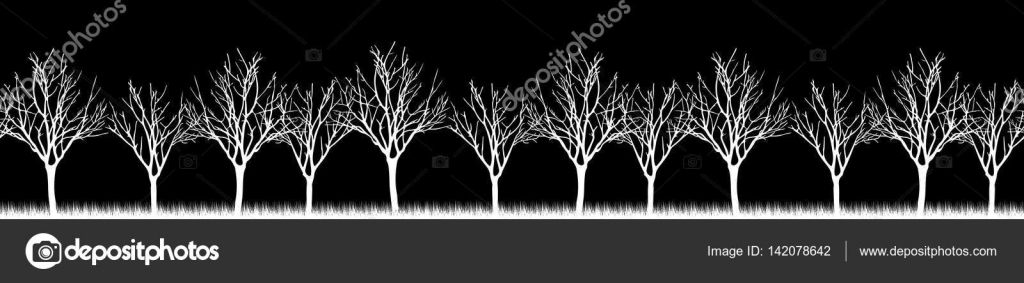 Vector. Stylized tree, Silhouettes of trees , seamless texture w Stock ...