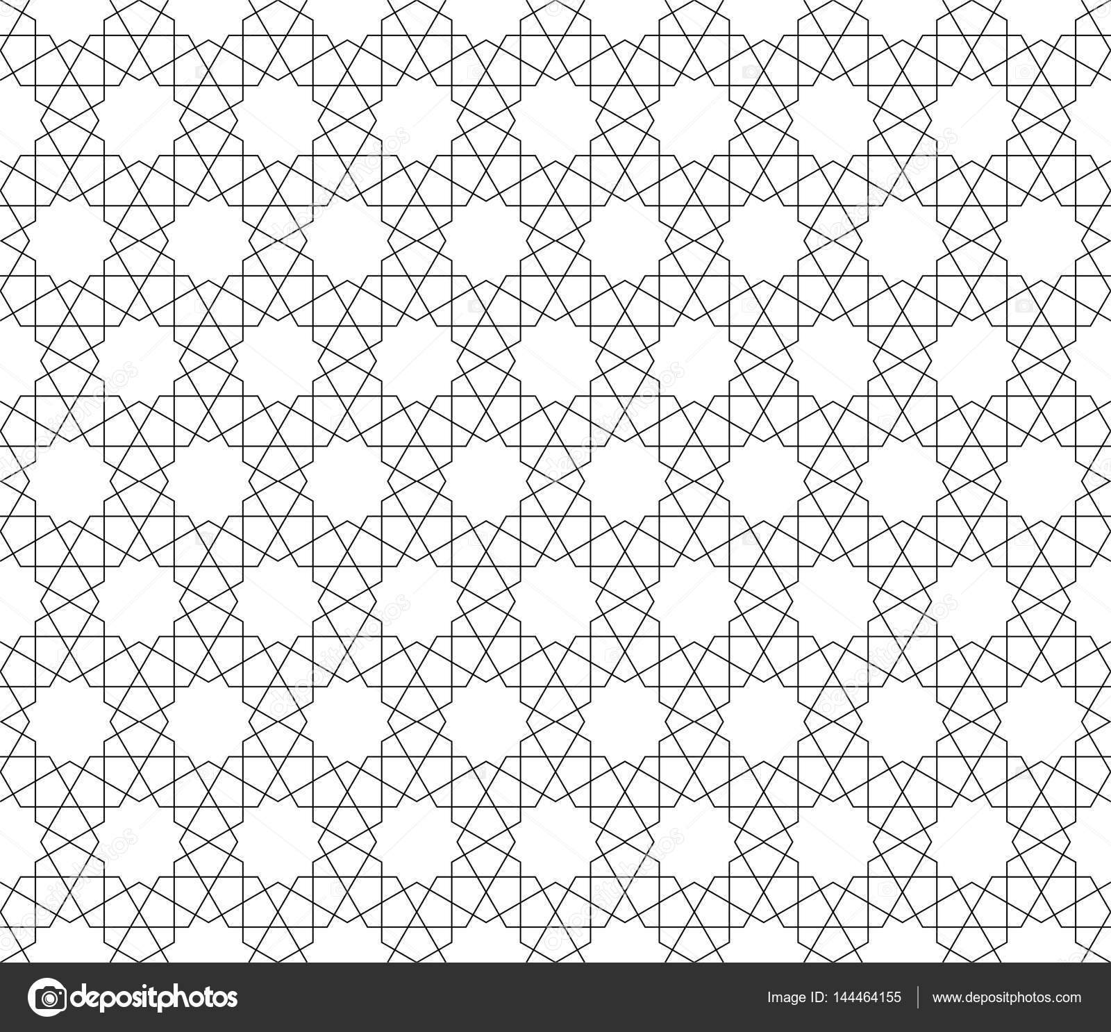 Geometric background. Black and white islamic seamless pattern. Stock ...