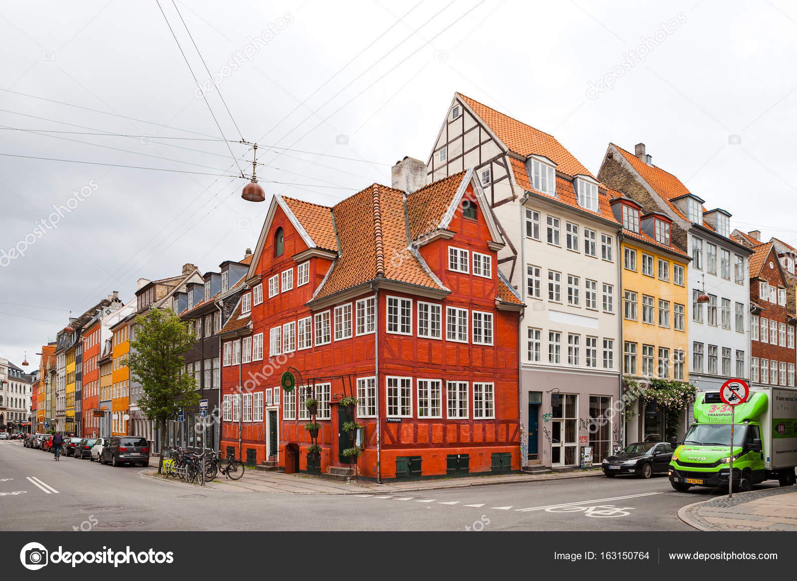 COPENHAGEN, DENMARK - 26 JUN 2016: Street view of quarters of city ...