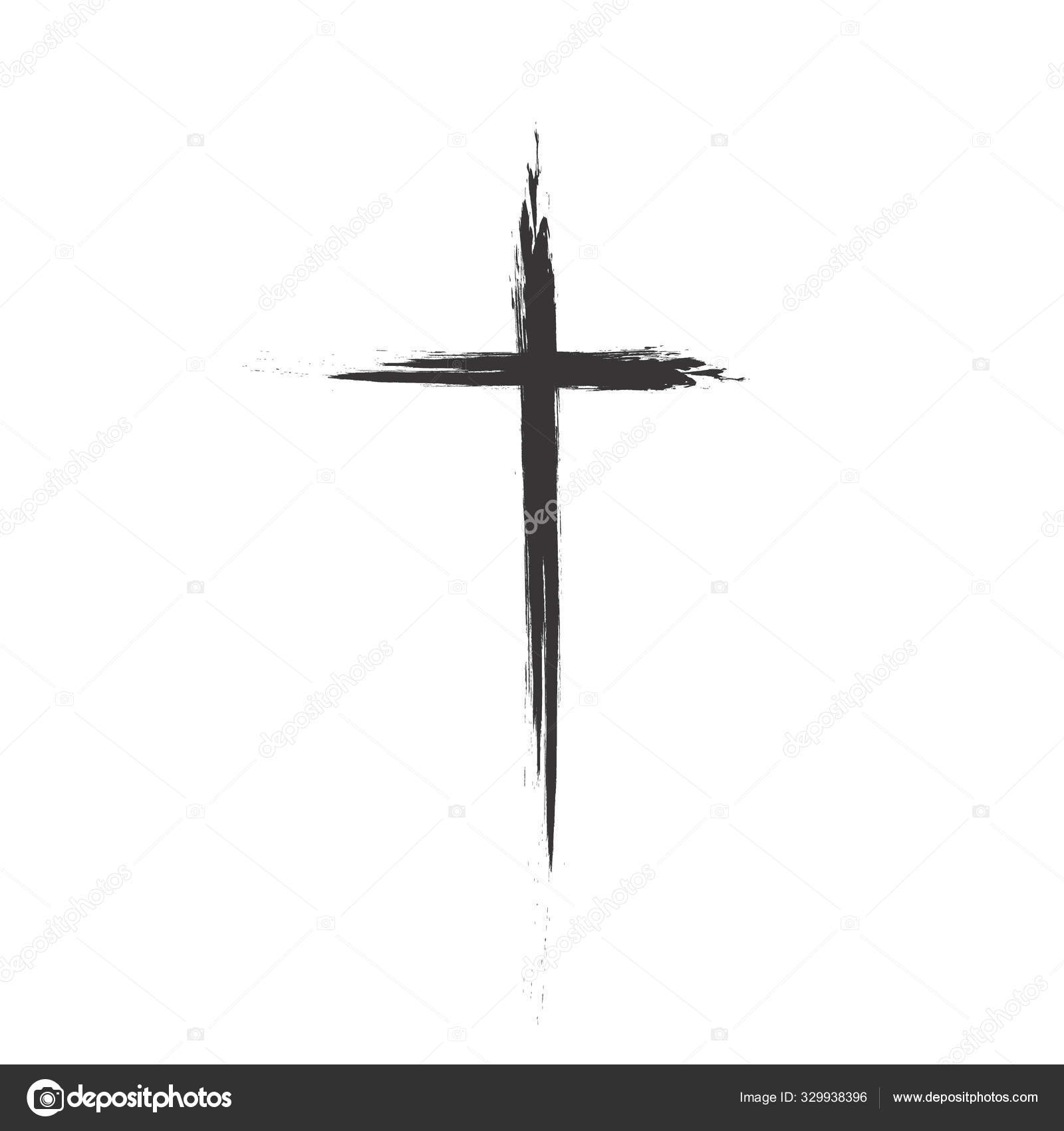 Hand drawn cross. Vector cross. The cross is made with a brush. Stock ...