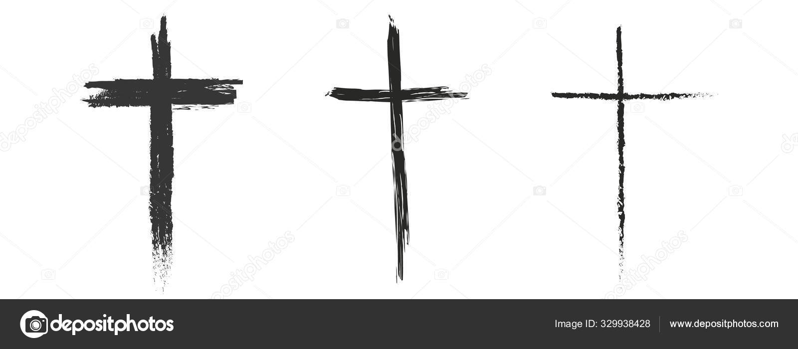 Set hand drawn cross. Vector cross. The cross is made with a brush ...