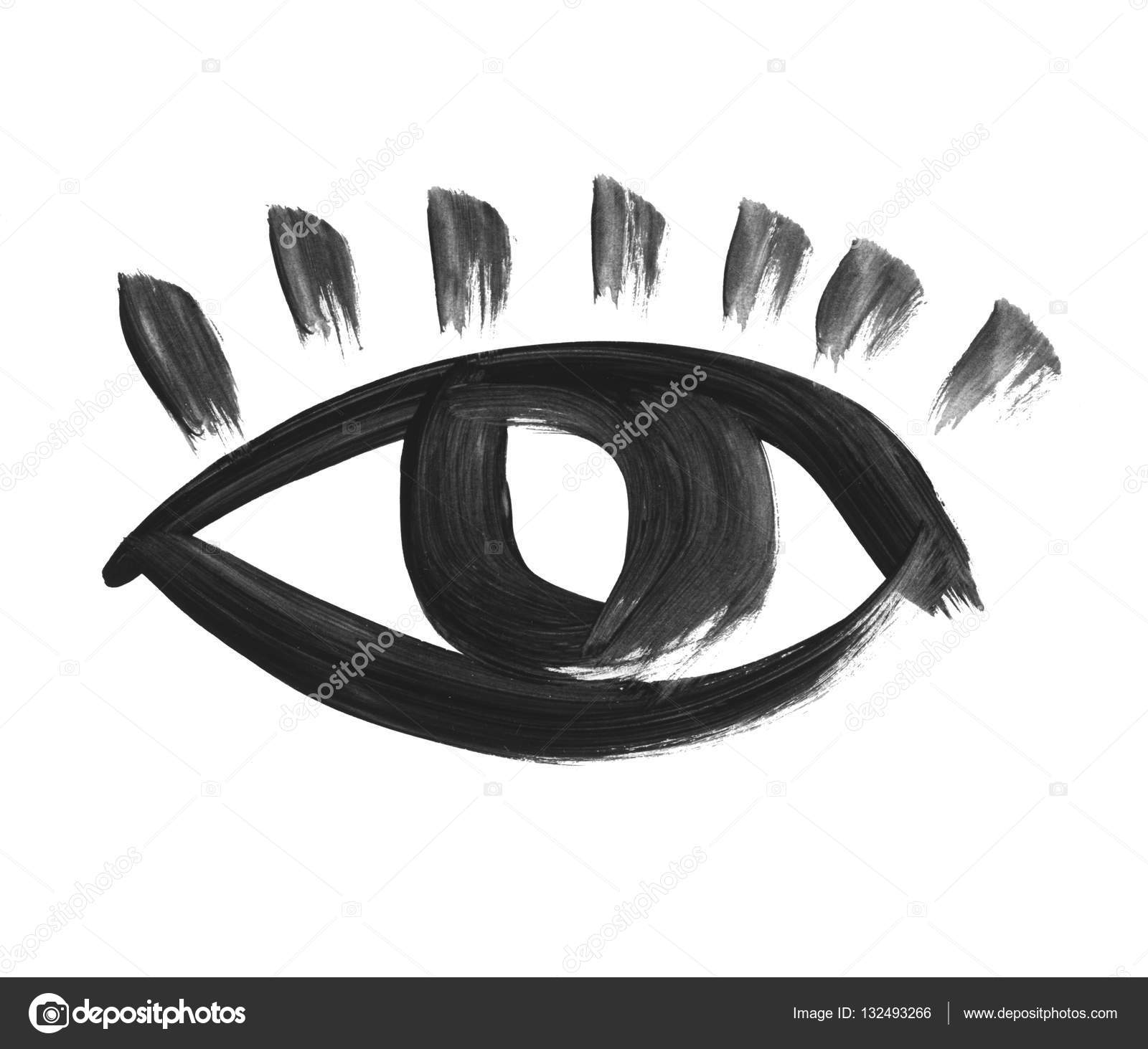 Oogpictogram Zwart Hand Getekende Oog Symbool. Geschilderde